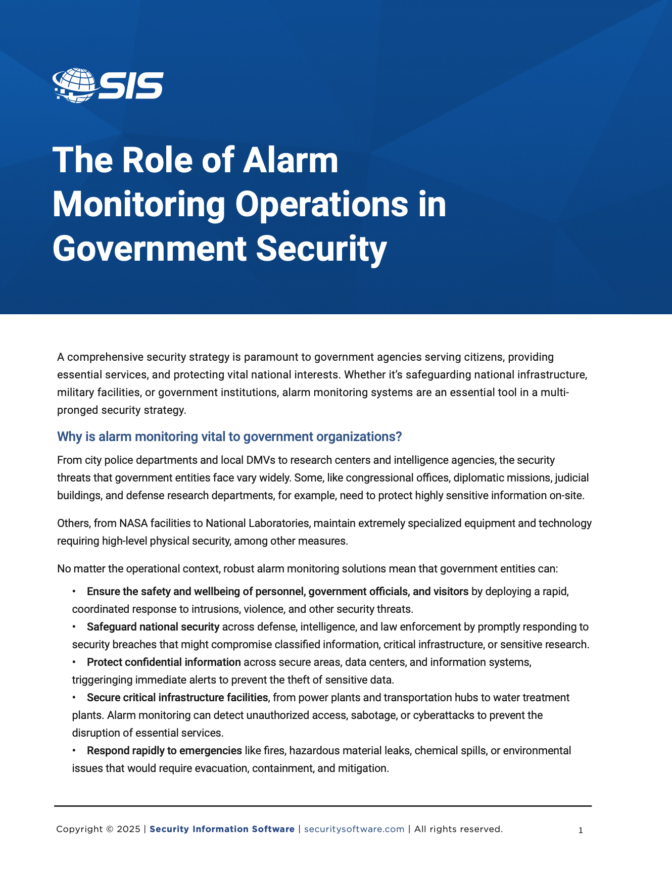 The Role of Alarm Monitoring Operations in Government Security